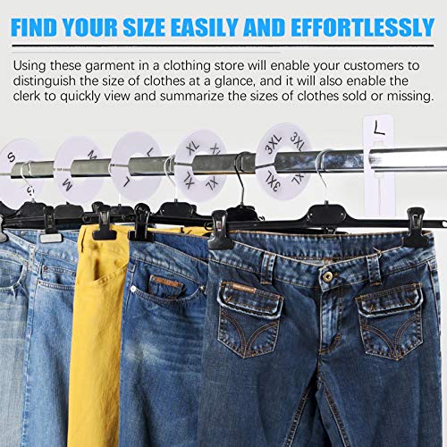Glarks 46Pcs White Round Clothing Size Closet Rack Dividers Hangers and Rectangular Clothing Rack Size Dividers with 12Pcs White Labels and 5 Marker Pens Used for Home Closet Cloth Store