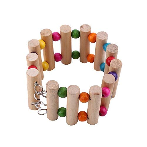 Pet Colorful Ladder Bridge Steps Climbing Wooden Swing for Mouse Rat Hamster Parrot Cage Play Toy(L(6 30cm))