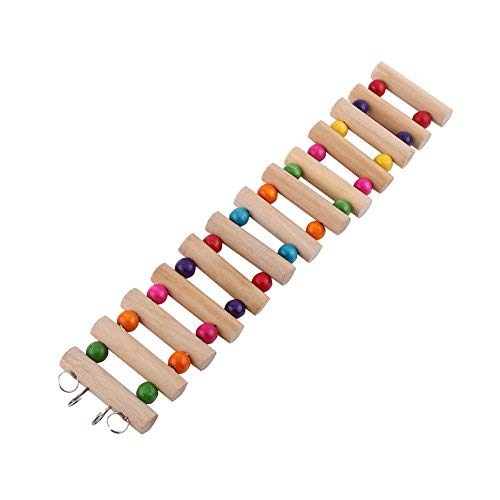 Pet Colorful Ladder Bridge Steps Climbing Wooden Swing for Mouse Rat Hamster Parrot Cage Play Toy(L(6 30cm))