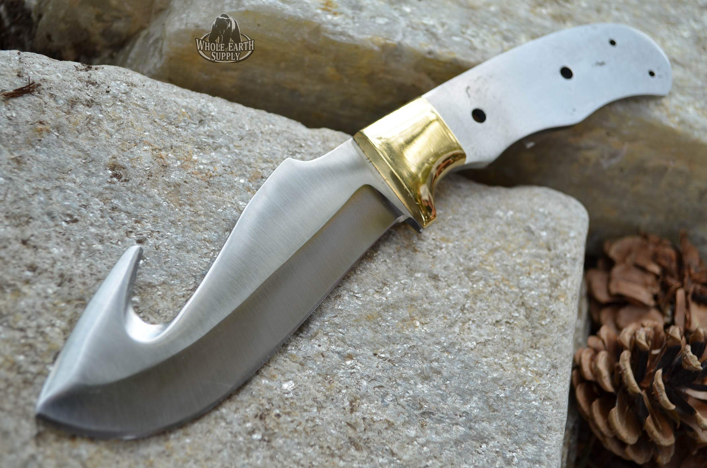 Whole Earth Supply 420 Stainless Steel Knife (420 Stainless Steel, Pair of 4 inch Guthook Blades)