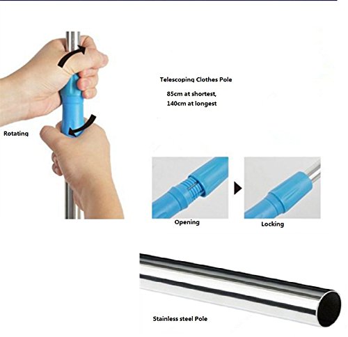 Long Reach Closet Pole with Utility Hook Telescoping Reach Sticks Steel Retriever Pole Clothes Pole with Long Handle