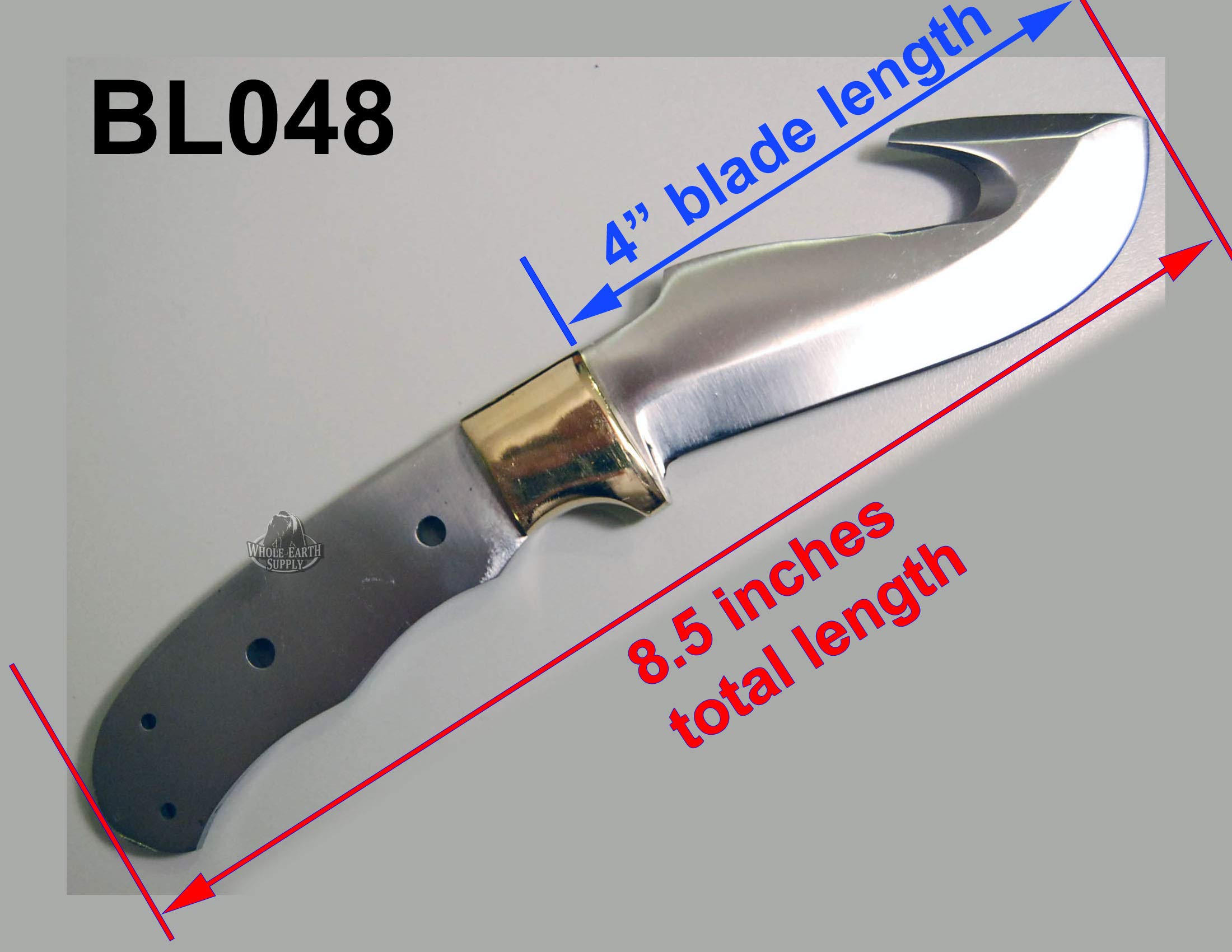 Whole Earth Supply 420 Stainless Steel Knife (420 Stainless Steel, Pair of 4 inch Guthook Blades)