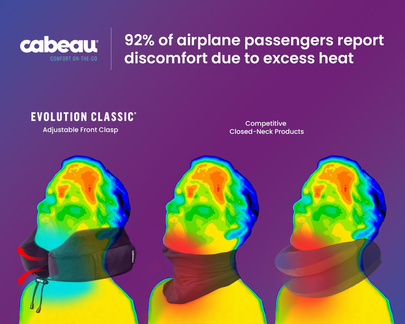 Cabeau Evolution Classic Travel Neck Pillow Memory Foam Neck Support with Adjustable Clasp for Comfort On-The-Go - Airplane, Train, Car, Home, Office, and Gaming (Midnight Black)
