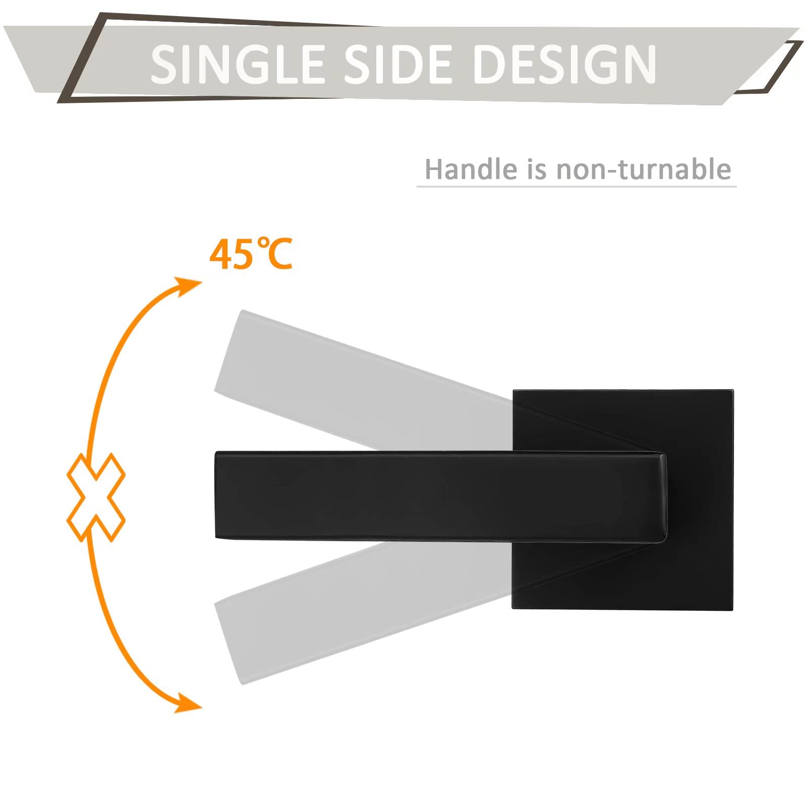 Probrico [Pack of 2 Door Lever Dummy Lever Door Handle for Closets French Doors,Square Dummy Door Lever,Non-Turning Single Side Pull with Black Finish,Easy Installation Pull Only Lever Set