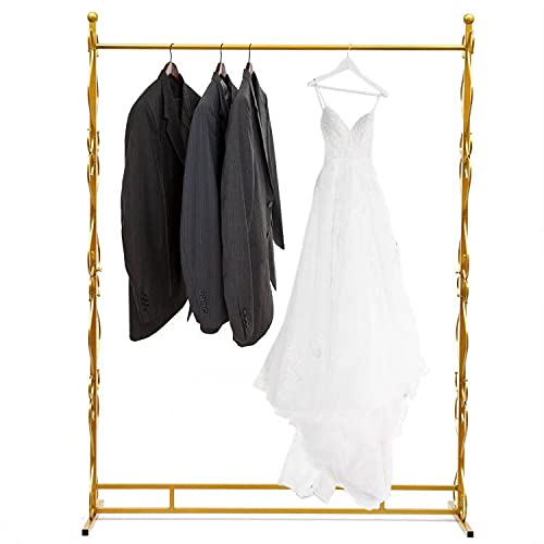 80.7"Retail Gold Clothes Racks for Boutique Wedding Dress Display Stand ,Heavy Duty Commercial Garment Rack Rod, Large Metal Floor Standing Hanging Boutique Display Clothes Rack,Industrial Pipe Rack