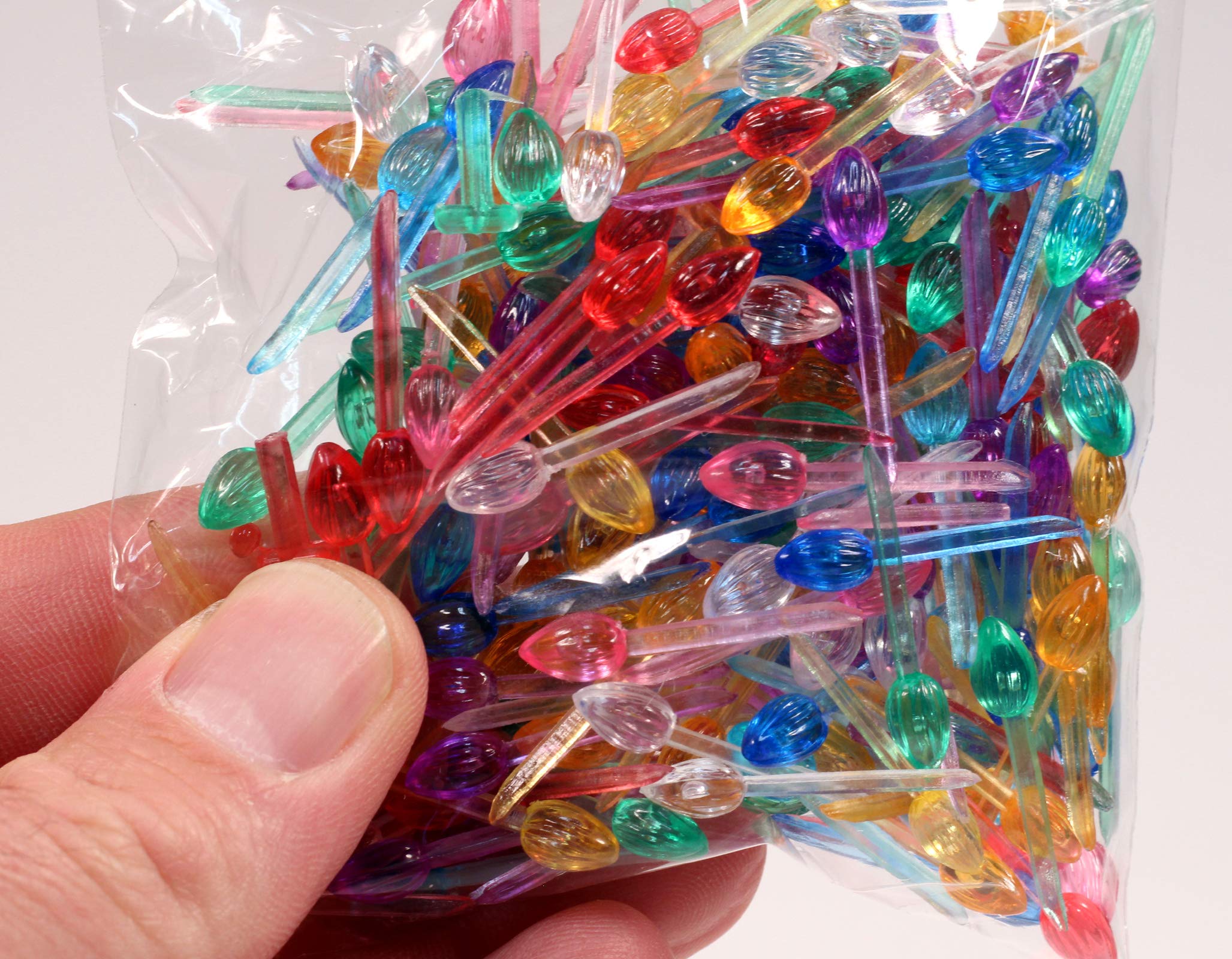 Creative Hobbies 5GN9 Mini Flame Shape Pin Light Ornaments - 250 Piece Multi-Color Pack for Ceramic Christmas Trees and DIY Projects
