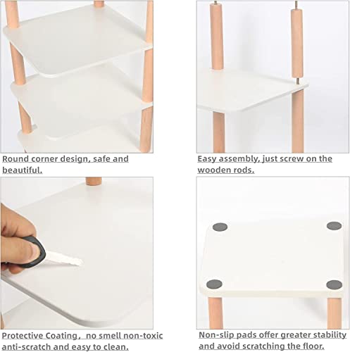 LUCKNOCK 7 Tiers Vertical Shoe Rack, Narrow Shoe Organizer, Stylish Wooden Shoe Storage Stand, Space Saving Shoe Shelf, Shoe Tower, Free Standing Shoe Racks for Entryway, No-Tool Assembly, White.