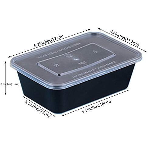 JMUSTTBO 50 Pack Food Storage Containers, Disposable Plastic Bento Lunch Boxes Meal Prep Containers with Lids for Microwavable Freezer Safe (750ml/25oz)