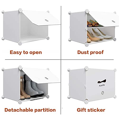 MAGINELS 24-Pair Shoe Rack Organizer Shoe Organizer Expandable Shoe Storage Cabinet Free Standing Stackable Space Saving Shoe Rack for Entryway, Hallway and Closet, White