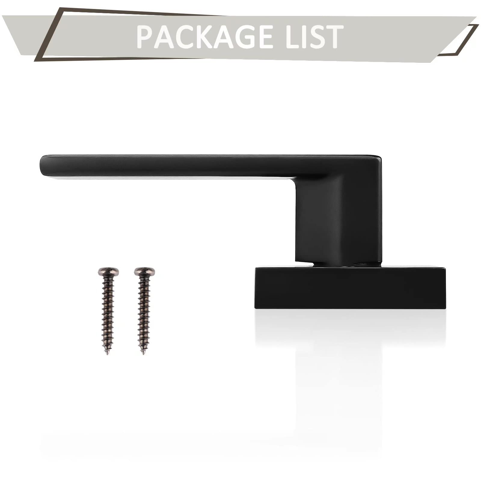 Probrico [Pack of 2 Door Lever Dummy Lever Door Handle for Closets French Doors,Square Dummy Door Lever,Non-Turning Single Side Pull with Black Finish,Easy Installation Pull Only Lever Set