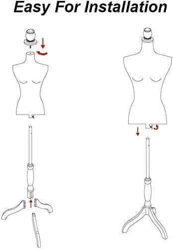 Female Dress Form Mannequin Torso Manikin Body with Adjustable Tripod Stand for Sewing Dressmakers Dress Jewelry Display (Beige)