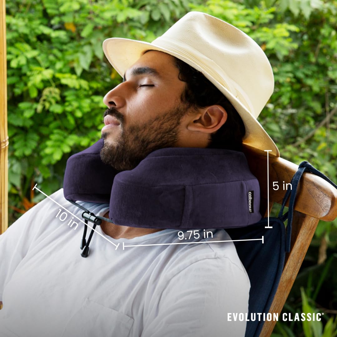 Cabeau Evolution Classic Travel Neck Pillow Memory Foam Neck Support with Adjustable Clasp for Comfort On-The-Go - Airplane, Train, Car, Home, Office, and Gaming (Midnight Black)