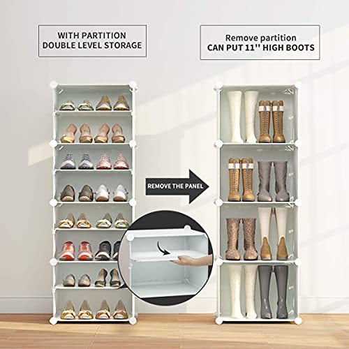 MAGINELS 24-Pair Shoe Rack Organizer Shoe Organizer Expandable Shoe Storage Cabinet Free Standing Stackable Space Saving Shoe Rack for Entryway, Hallway and Closet, White