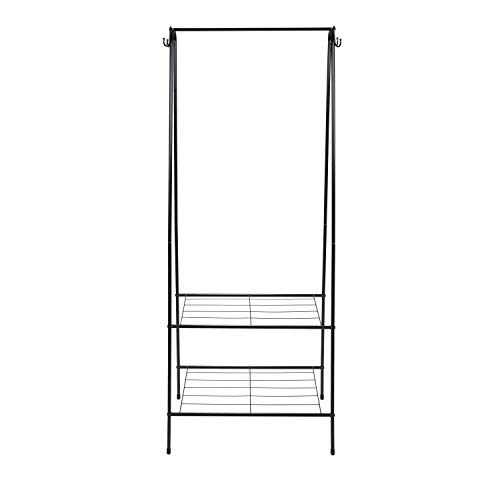 Organize It All Garment Rack with 2 Tier Shelving, Assembled Dimensions: 23. 7” x 14. 09” x 59. 06, Multi-Functional, Great for Storing Shoes, Space Saving, Freestanding,