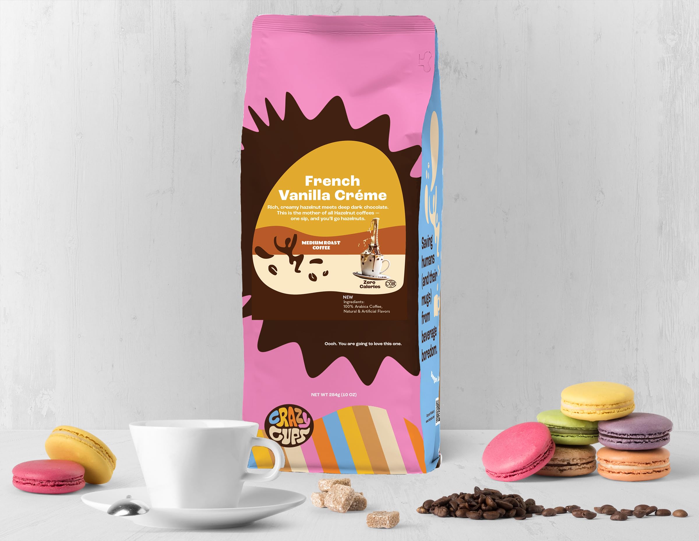 Crazy Cups French Vanilla Coffee, Flavored Ground Coffee (Vanilla Creme), 10 oz Bags, Pack of 3