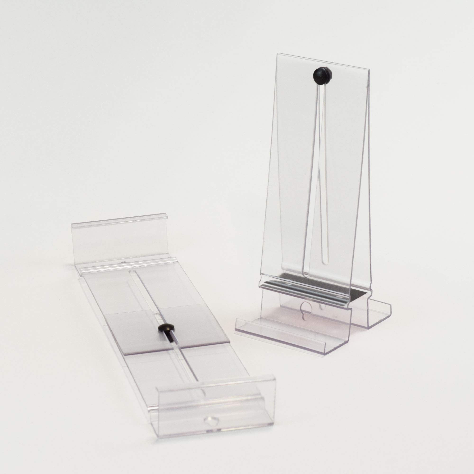 CollectorMount Album Mount 2 Pack Wall Mount Album Frame Brackets or Shelf Stand, Adjustable, Clear to display Vinyl Records