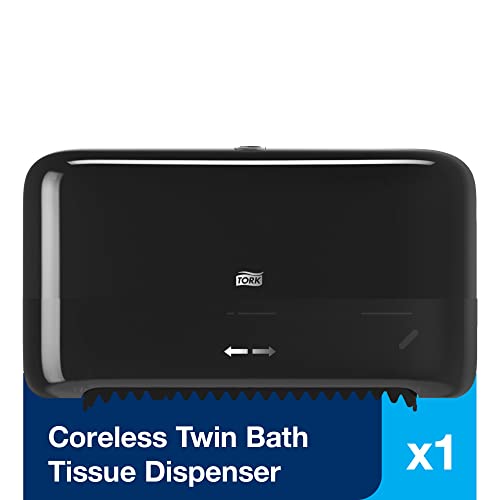 Tork Coreless Toilet Paper Dispenser Black, For Homes and Small Businesses, Fits T7 Dispensers