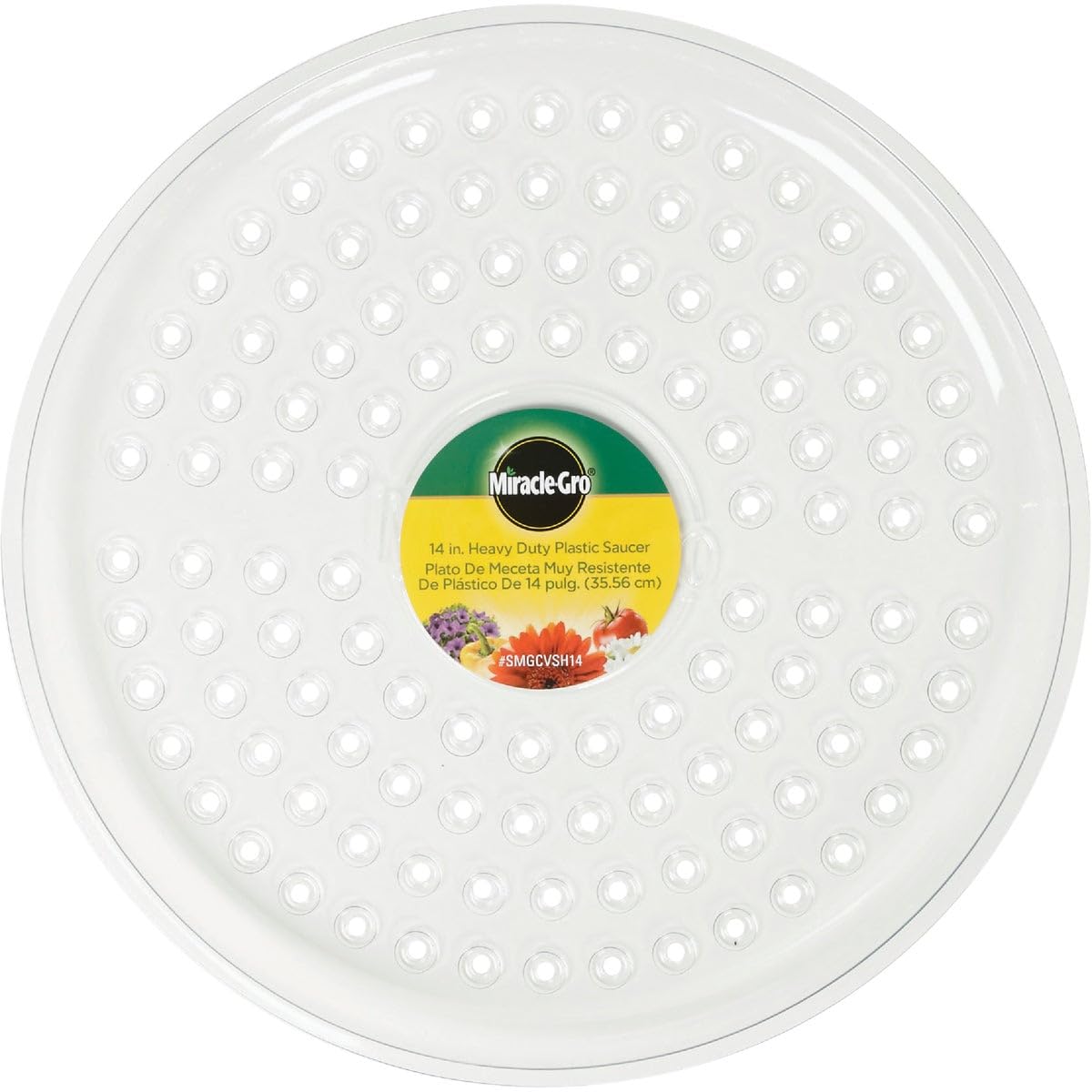 Miracle-Gro SMGCVSH14 14" Heavy Duty Plastic Saucer, Clear