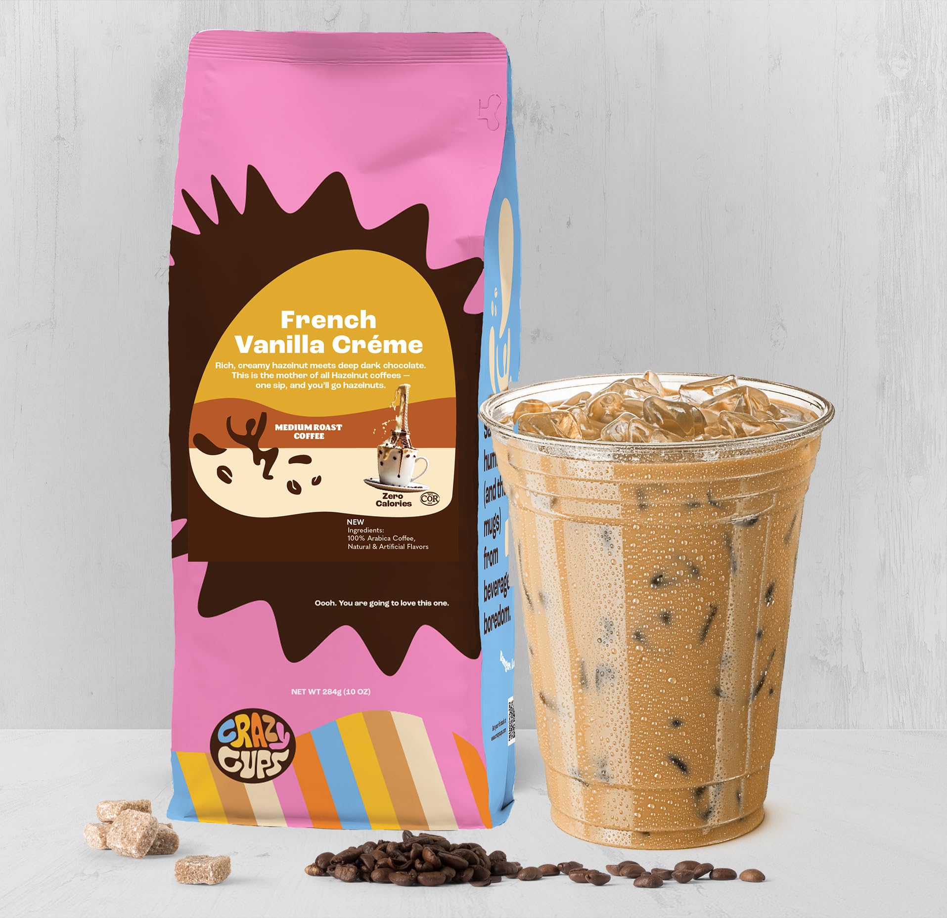Crazy Cups French Vanilla Coffee, Flavored Ground Coffee (Vanilla Creme), 10 oz Bags, Pack of 3