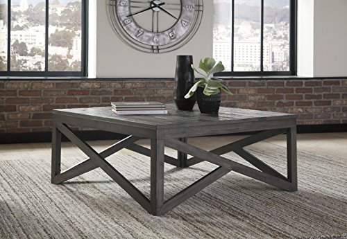 Signature Design by Ashley Haroflyn Rustic Square Coffee Table, Gray