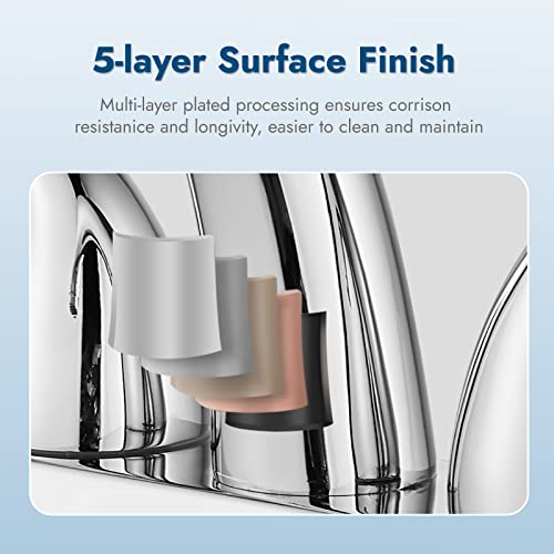 Cinwiny Polished Chrome 4 Inch Centerset Bathroom Sink Faucet Deck Mount Two Handles Vanity Faucet Mixer Tap with Pop up Drain Assembly
