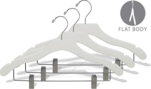 The Great American Hanger Company Wooden Combo White Finish Hanger with Clips and Notches (Box of 25)