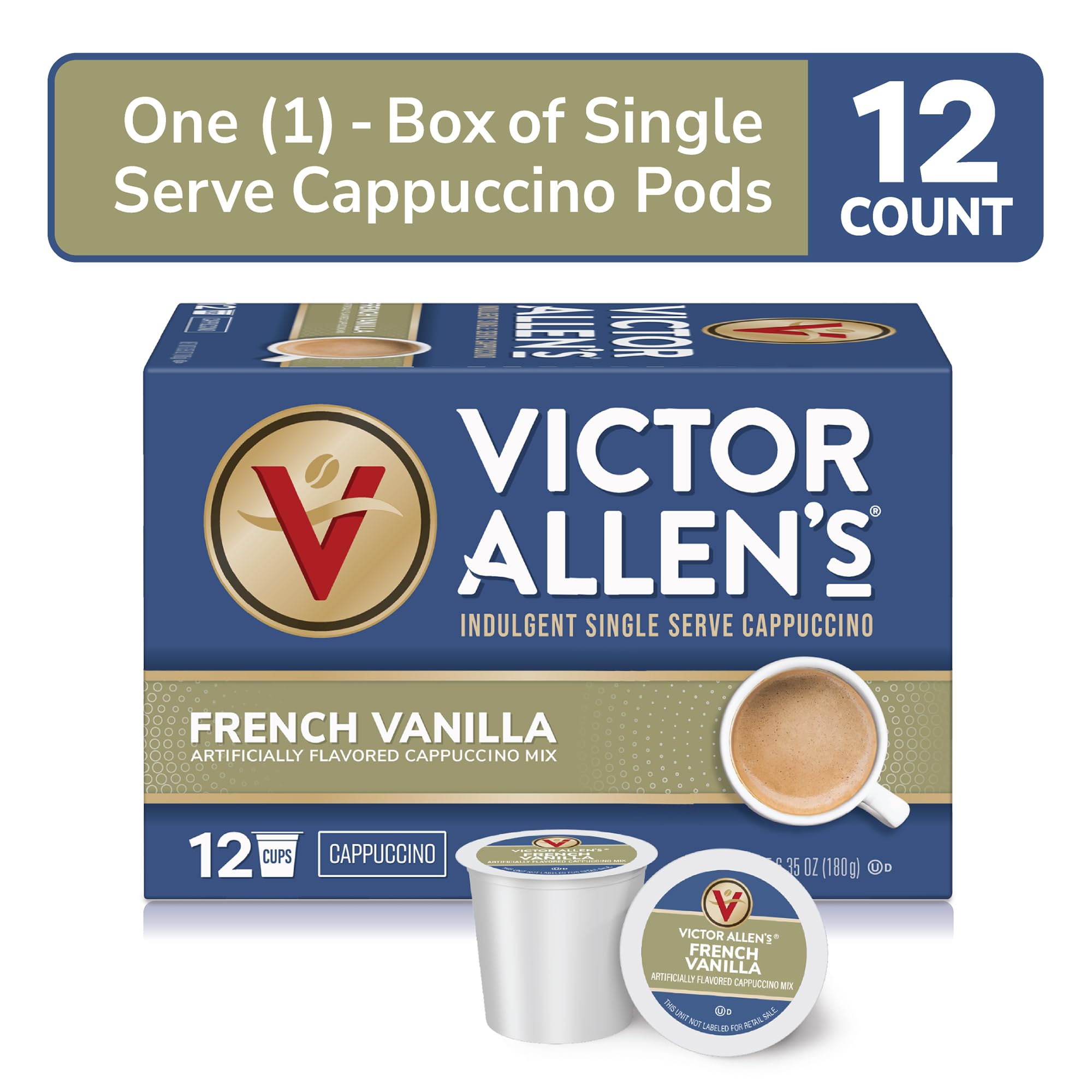 Victor Allen's Coffee French Vanilla Flavored Cappuccino Mix, 12 Count, Single Serve Coffee Pods for Keurig K-Cup Brewers