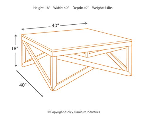 Signature Design by Ashley Haroflyn Rustic Square Coffee Table, Gray