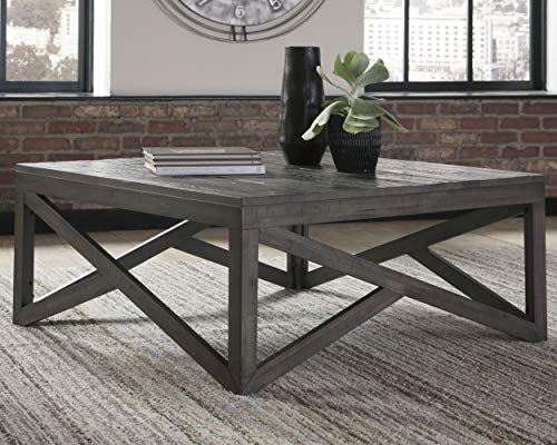 Signature Design by Ashley Haroflyn Rustic Square Coffee Table, Gray