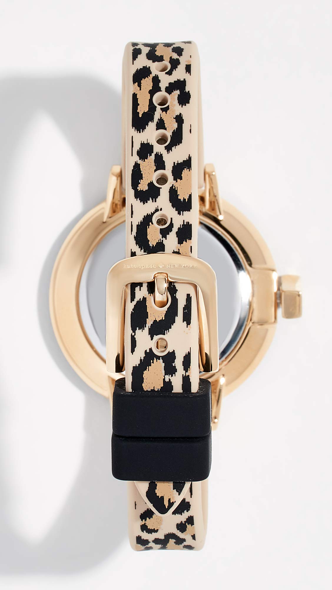 Kate Spade New York Women's Park Row Black and Gold Leopard Silicone Band Watch (Model: KSW1485)