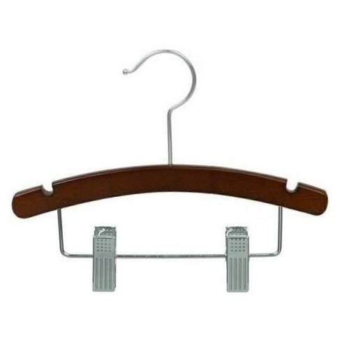Only Hangers Walnut Wooden Baby Hanger w/Clips 10" (50)