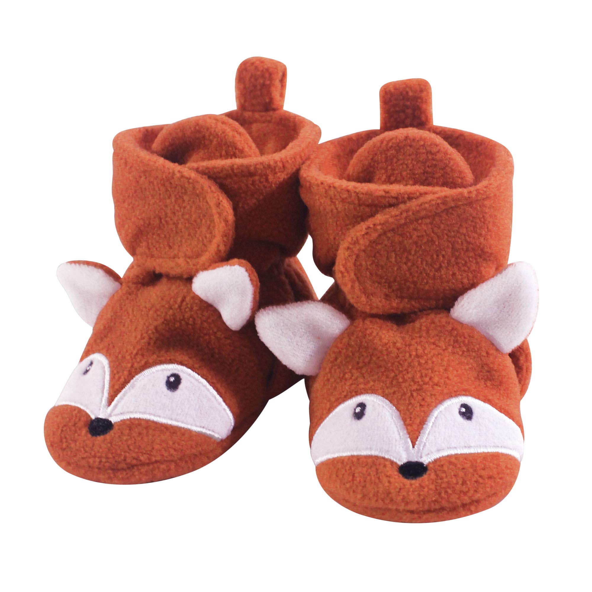 Hudson Baby Unisex-Baby Cozy Fleece Booties Slipper Sock, Orange Fox, 12-18 Months
