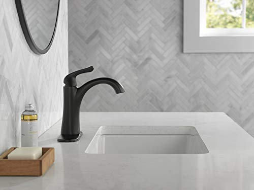 Delta Faucet Arvo Matte Black Bathroom Faucet, Single Hole, Black, Single Handle, Bathroom Sink Faucet, Drain Assembly Included 15840LF-BL