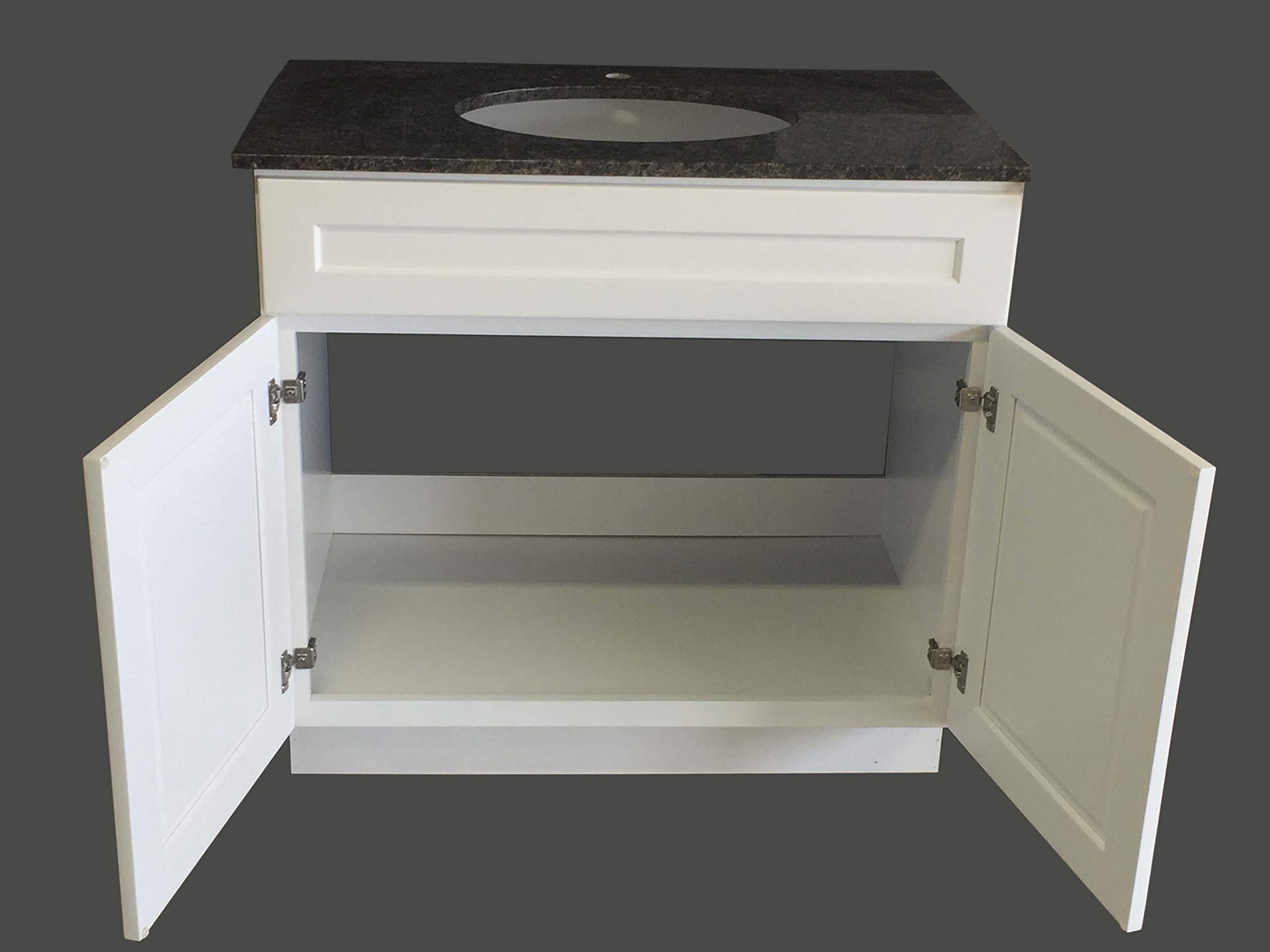 CSS Distributions 36" Wide x 21" Deep New White Shaker Single-Sink Bathroom Vanity Base Cabinet WS-V3621