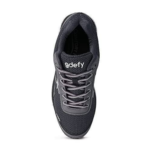 G-DEFY Mighty Walk Men’s Orthopedic Walking Shoe | VersoShock Technology for Pain Associated with Running | Prolonged Standing | Arch Support | Diabetic Shoes | Wide Shoes | Free Custom Orthotic Grey