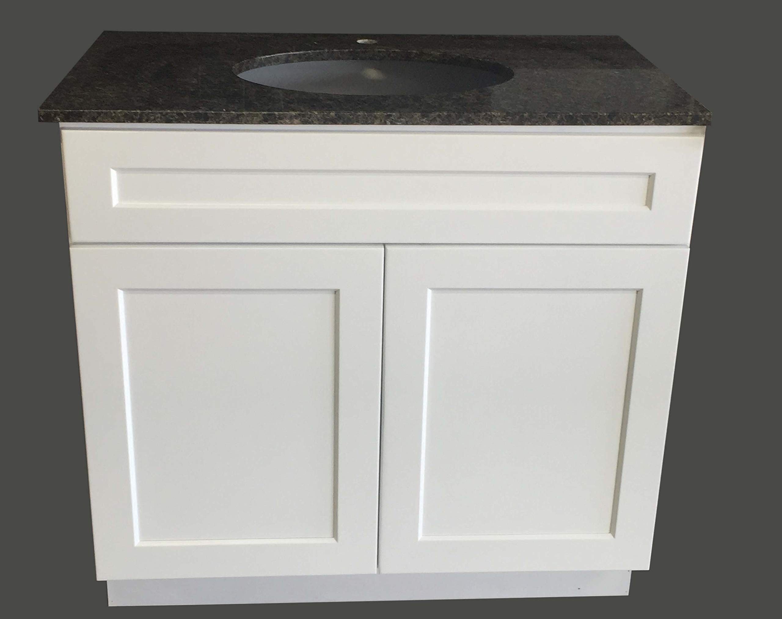 CSS Distributions 36" Wide x 21" Deep New White Shaker Single-Sink Bathroom Vanity Base Cabinet WS-V3621