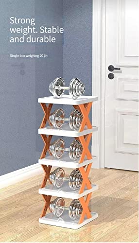 WUBY 6-Storey High Creative Folding X-Shaped Shoe Cabinet - Shoe Organizer & Storage Rack for Closet and Entryway, Free Standing Shoe Shelf Organizer (Blue)