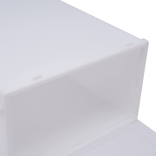 XUANIIIL 12/24 Pack Stackable Shoe Box Set, Plastic Clear Medium/Large Size Foldable Shoe Storage Boxes Home Organizer for Closet Shoe Holder Rack Containers with Lids (White, Standard Size, 20pcs)