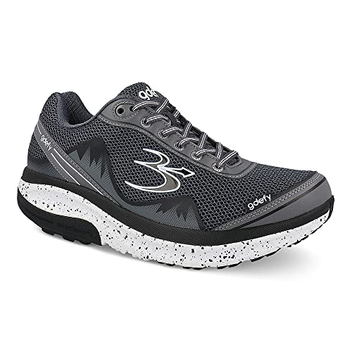 G-DEFY Mighty Walk Men’s Orthopedic Walking Shoe | VersoShock Technology for Pain Associated with Running | Prolonged Standing | Arch Support | Diabetic Shoes | Wide Shoes | Free Custom Orthotic Grey