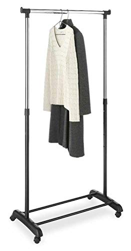 2608 - Rolling Clothes Clothing Rack Hanger Shelf Bar Adjustable Heavy Duty – QQ09
