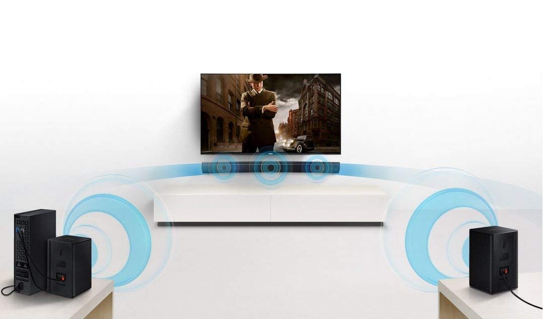 Samsung Electronics Surround Sound bar Home Speaker Set of 2 Black (SWA-9000S/ZA) (Renewed)