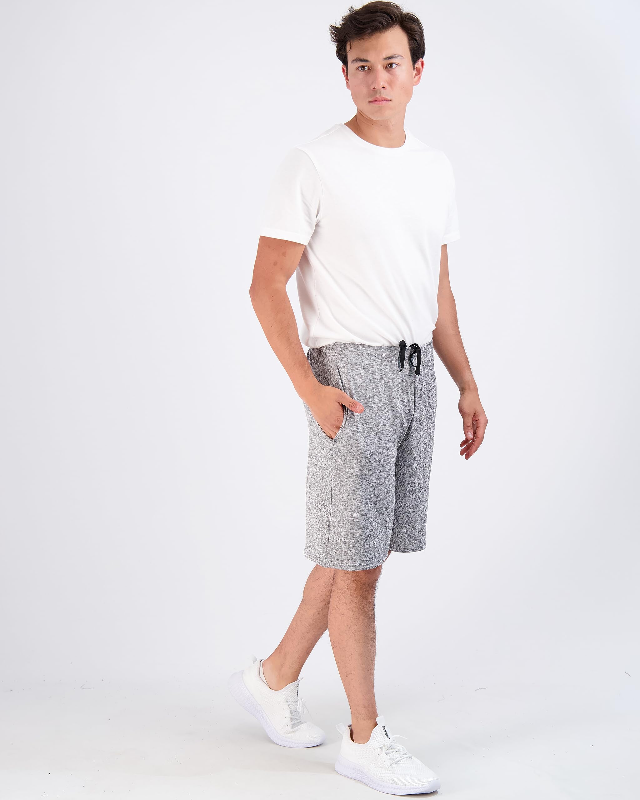 Real Essentials Mens Dry Fit Shorts Dri Active Wear Short Men Athletic Performance Basketball 9 Inch Inseam Sweat Tennis Soccer Running Essentials Gym Casual Workout Sports, Set 5, M, Pack of 5