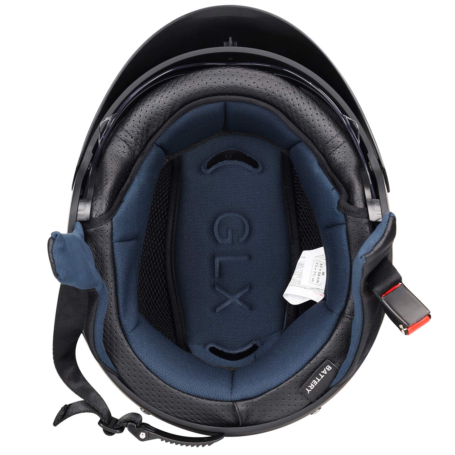 GLX M14 Open Face Motorcycle Helmet - Matte Black, Small - DOT Approved