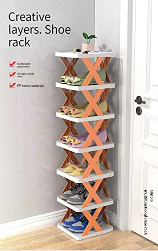 WUBY 6-Storey High Creative Folding X-Shaped Shoe Cabinet - Shoe Organizer & Storage Rack for Closet and Entryway, Free Standing Shoe Shelf Organizer (Blue)