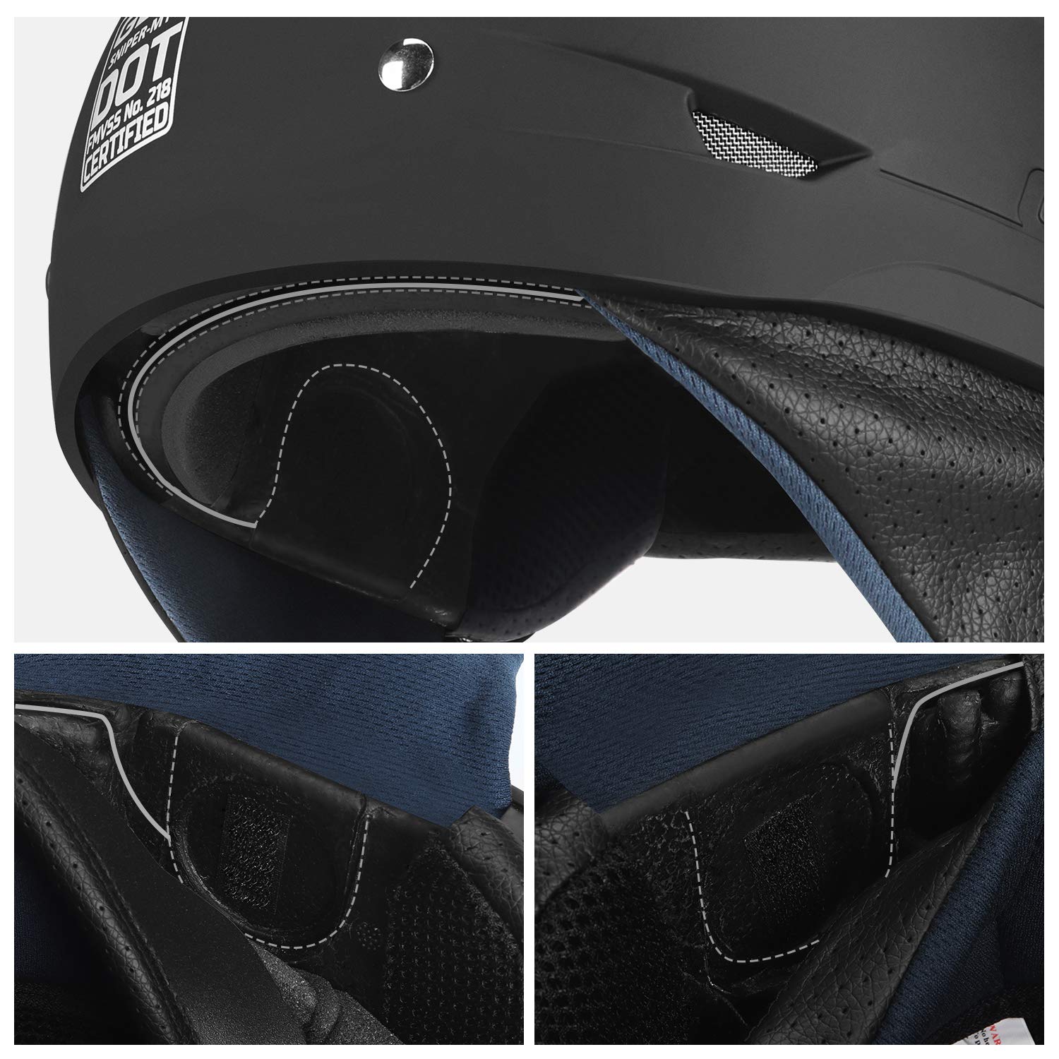 GLX M14 Open Face Motorcycle Helmet - Matte Black, Small - DOT Approved
