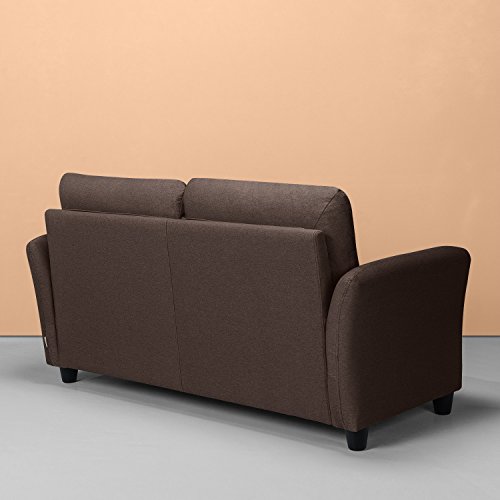 ZINUS Ricardo Loveseat Sofa Tufted Cushions, Easy, Tool-Free Assembly, Chestnut Brown