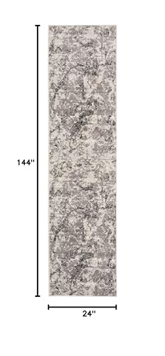 SAFAVIEH Skyler Collection 2' x 12' Grey/Ivory SKY186K Modern Abstract Non-Shedding Living Room Bedroom Runner Rug