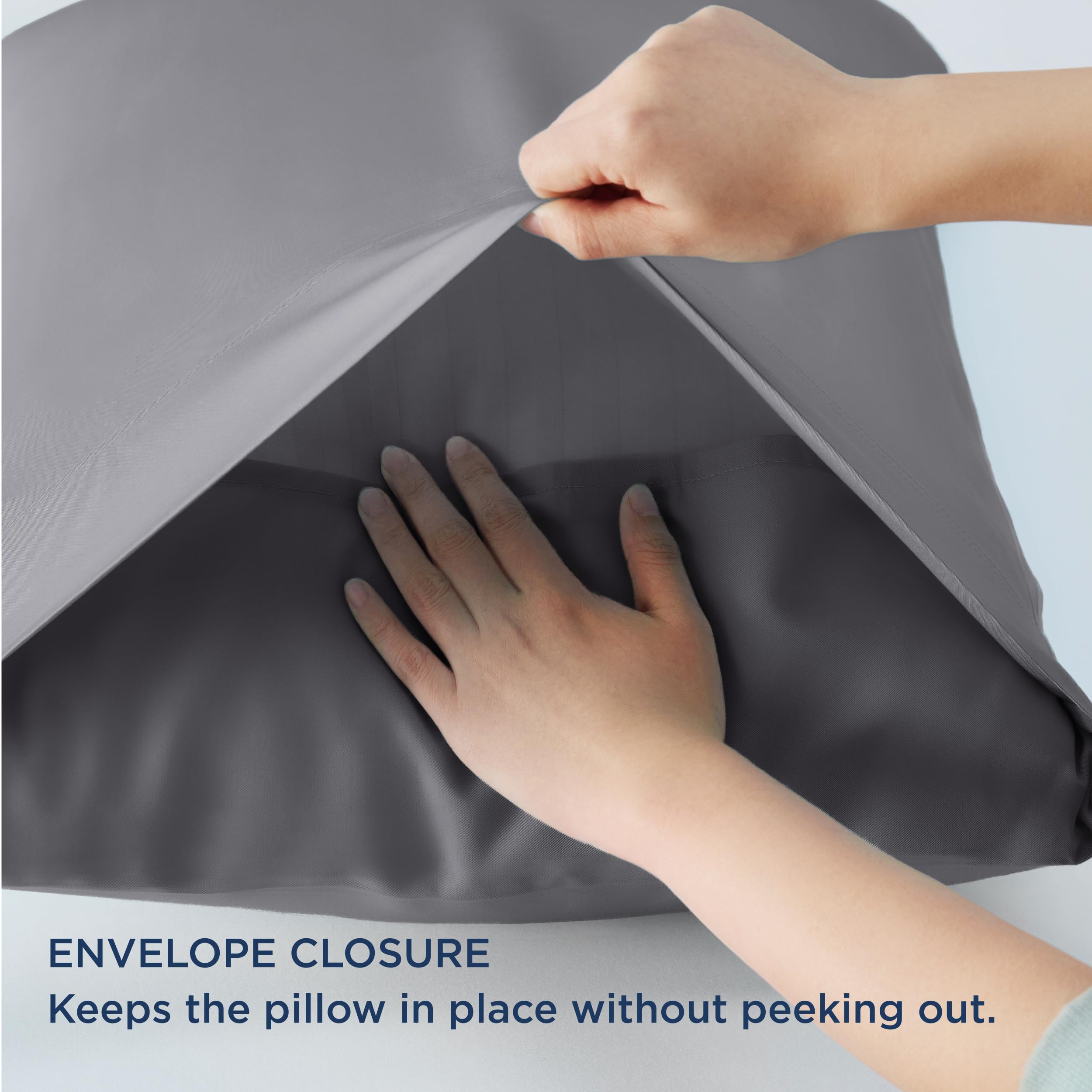 Bedsure Pillow Cases Queen Size Set of 2, Rayon Derived from Bamboo Cooling Pillowcases for Hot Sleepers, Soft & Silky Pillow Covers with Envelope Closure, Dark Grey, Gifts for Women Men, 20x30 Inches