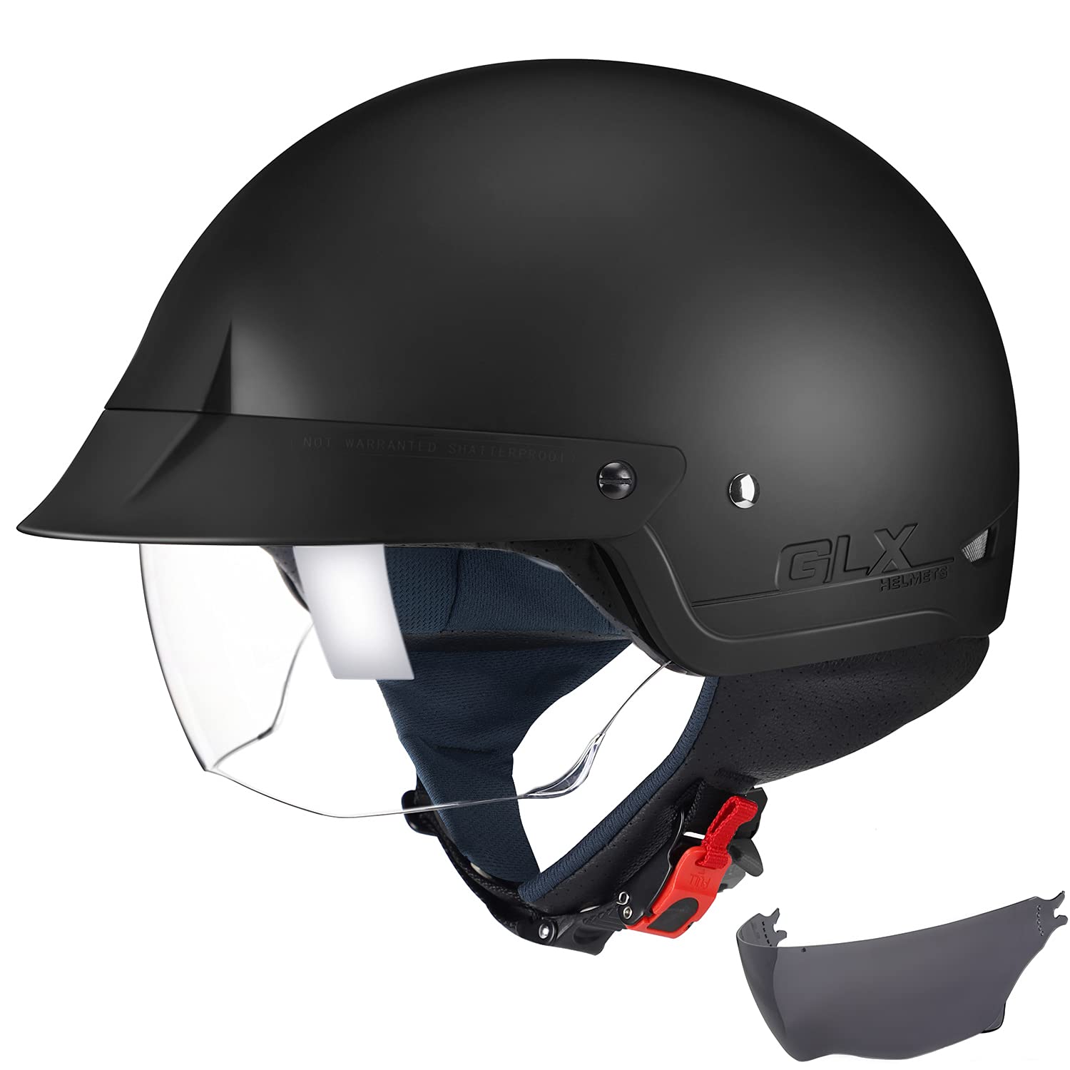 GLX M14 Open Face Motorcycle Helmet - Matte Black, Small - DOT Approved