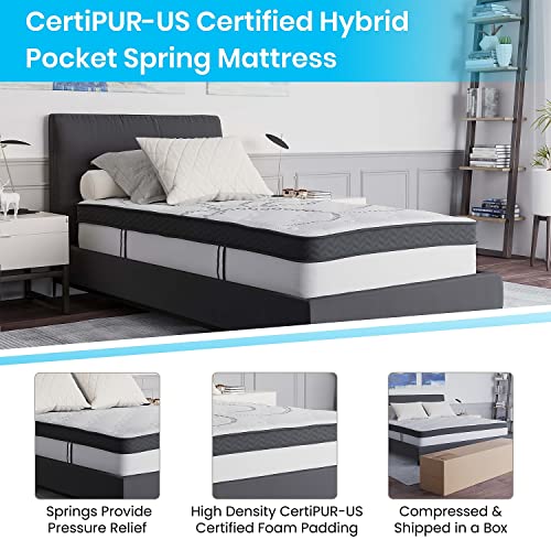 Flash Furniture Capri Comfortable Sleep 12" Hybrid Pocket Spring and Foam Mattress in a Box, Foam Pocket Spring Hybrid Mattress for Pressure Relief, Twin